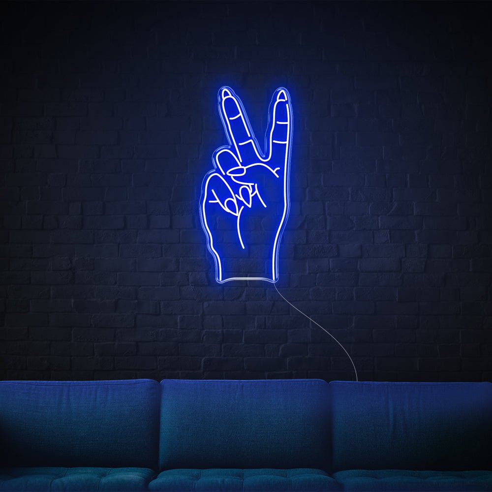 Neon Blue Peace Signs