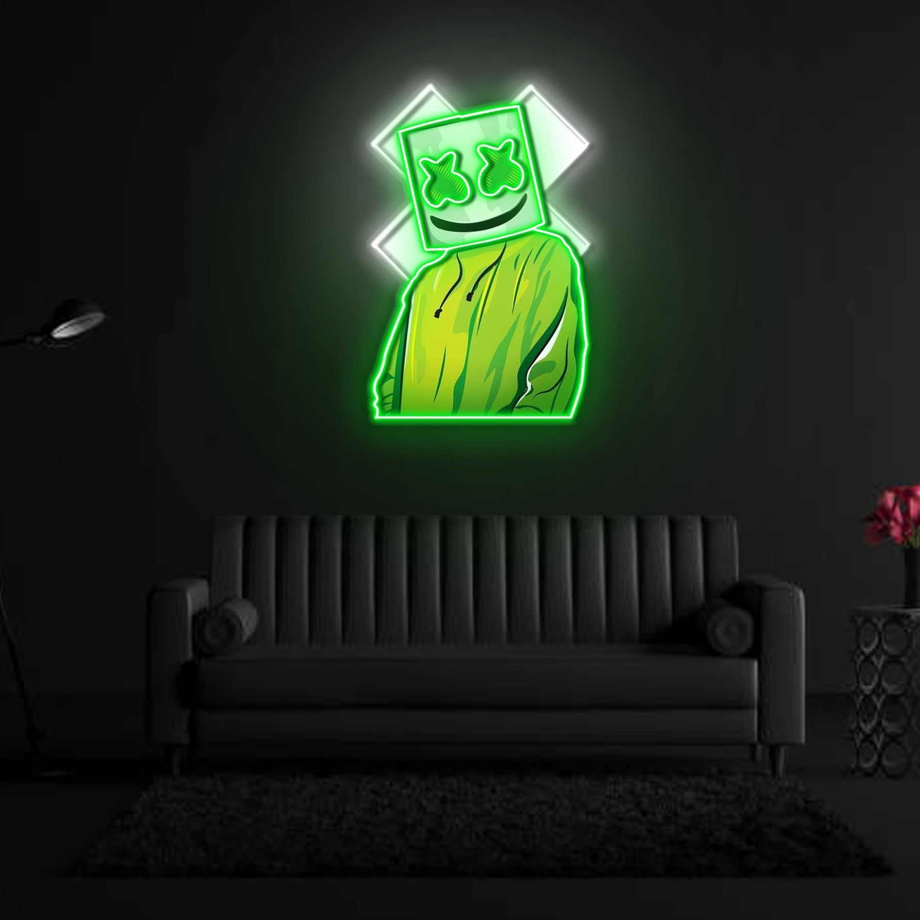 X Mask Cartoon Neon x Acrylic Artwork – BeNeonUnicorn